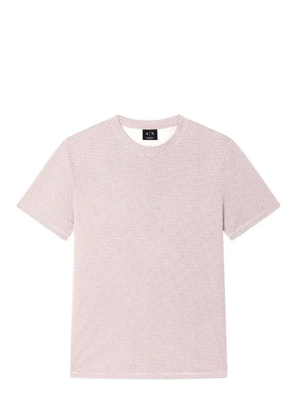 Armani Exchange Regular Fit Cotton T-shirt With Allover Logo Detail - Red