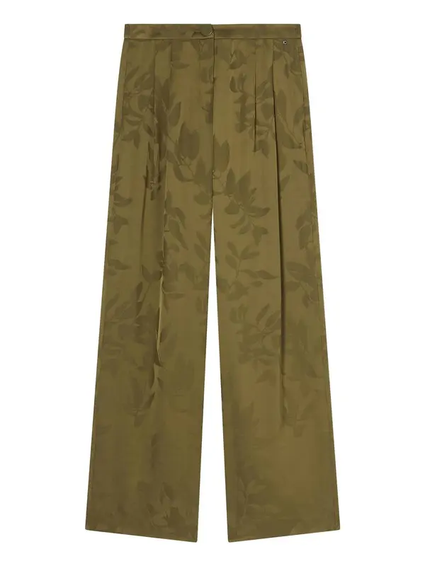 Armani Exchange Jacquard Viscose Palazzo Pants With Geometric Pattern - Green