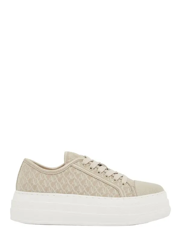 Armani Exchange Jacquard Canvas Sneakers - Beige