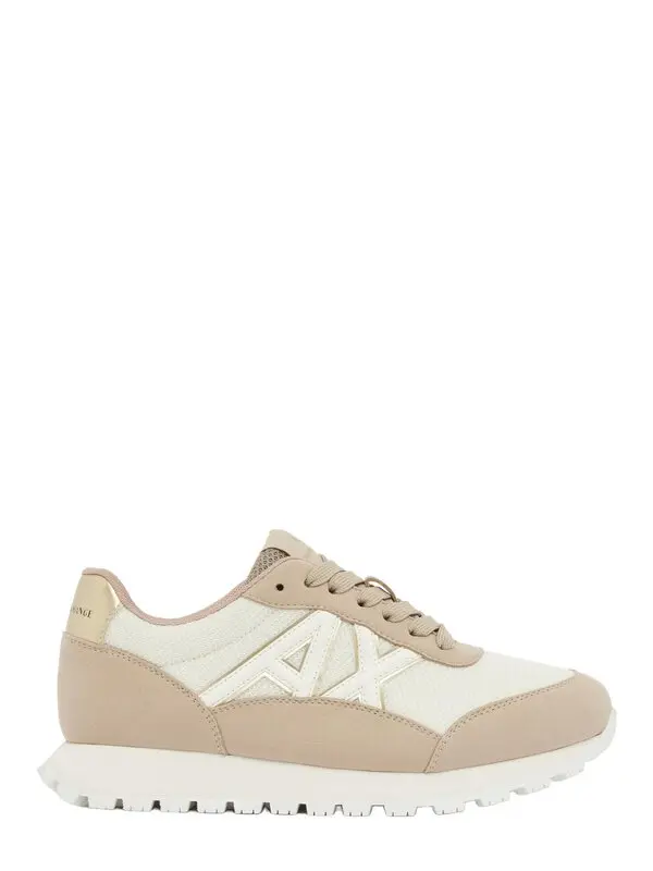 Armani Exchange Mesh And Microsuede Lace-up Sneakers - Beige