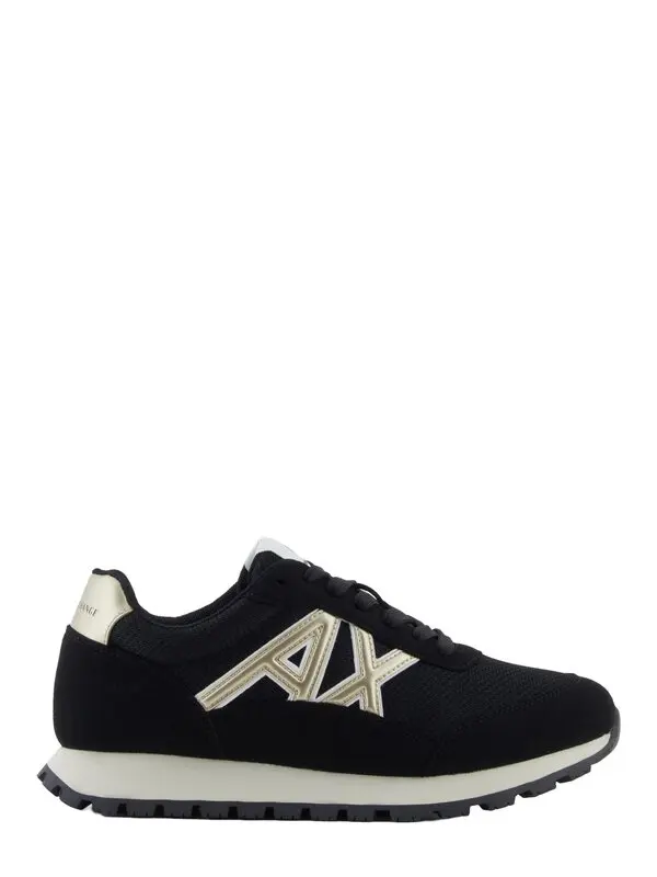 Armani Exchange Mesh And Microsuede Lace-up Sneakers - Black
