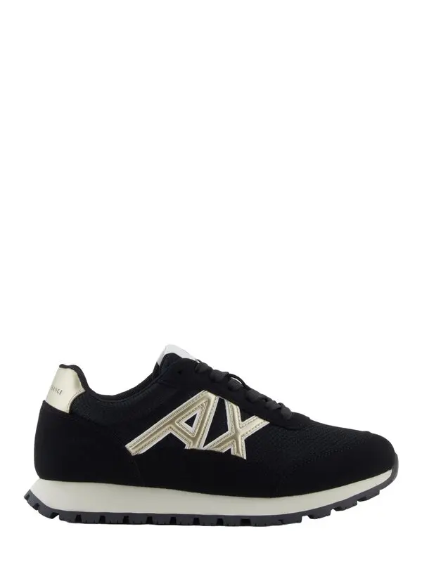 Armani Exchange Mesh And Microsuede Lace-up Sneakers - Black