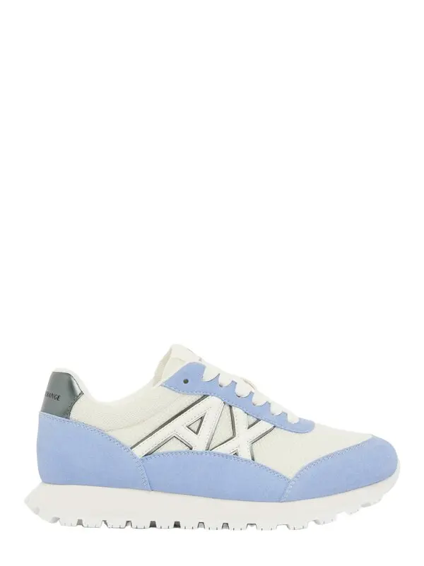 Armani Exchange Mesh And Microsuede Lace-up Sneakers - Light Blue