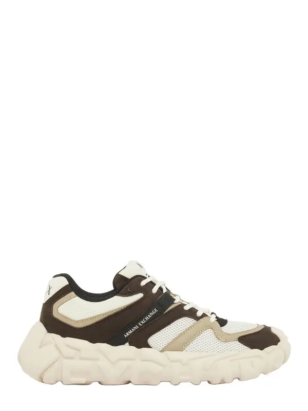 Armani Exchange Sneakers With Oversized Sole And Contrasting Inserts - Brown