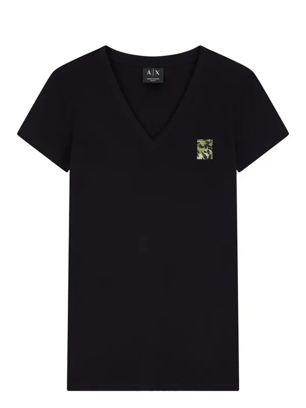 Armani Exchange Slim Fit T-shirt In Stretch Cotton Jersey - Black