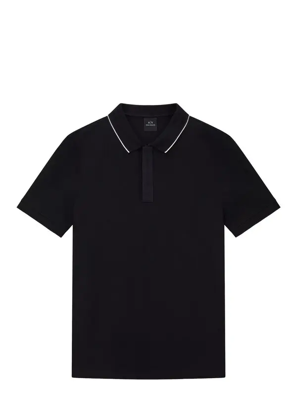 Armani Exchange Slim Fit Polo Shirt In Cotton Piqu - Black
