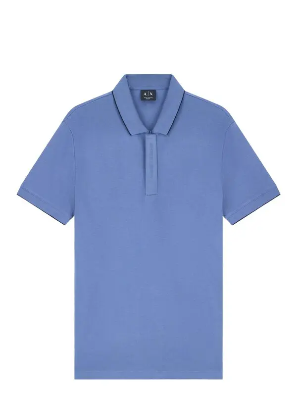 Armani Exchange Slim Fit Polo Shirt In Cotton Piqu - Light Blue