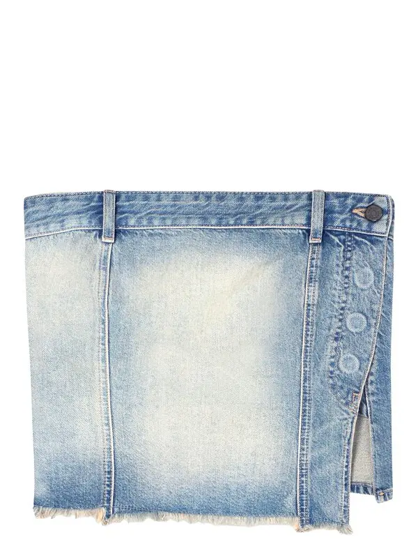 Armani Exchange Pigmented Denim Shirt With Distressed Effect - Blue