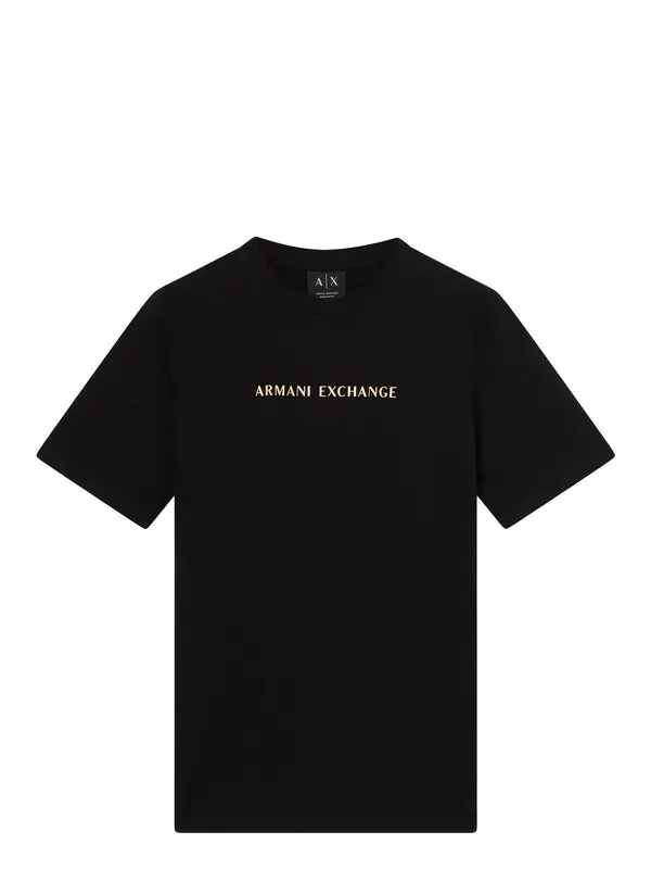 Armani Exchange Regular Fit Jersey T-shirt With Metal Logo - Black