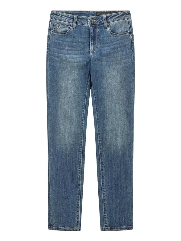 Armani Exchange Super Skinny Lift-up Jeans In Faded Stretch Cotton Essential - Blue