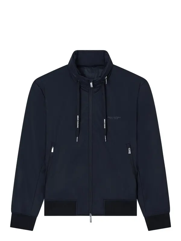Armani Exchange Stretch Nylon Bomber Jacket With High Collar - Black
