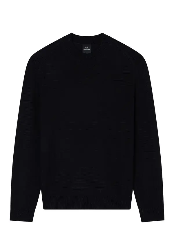 Armani Exchange Wool And Cotton Crew Neck Sweater - Black
