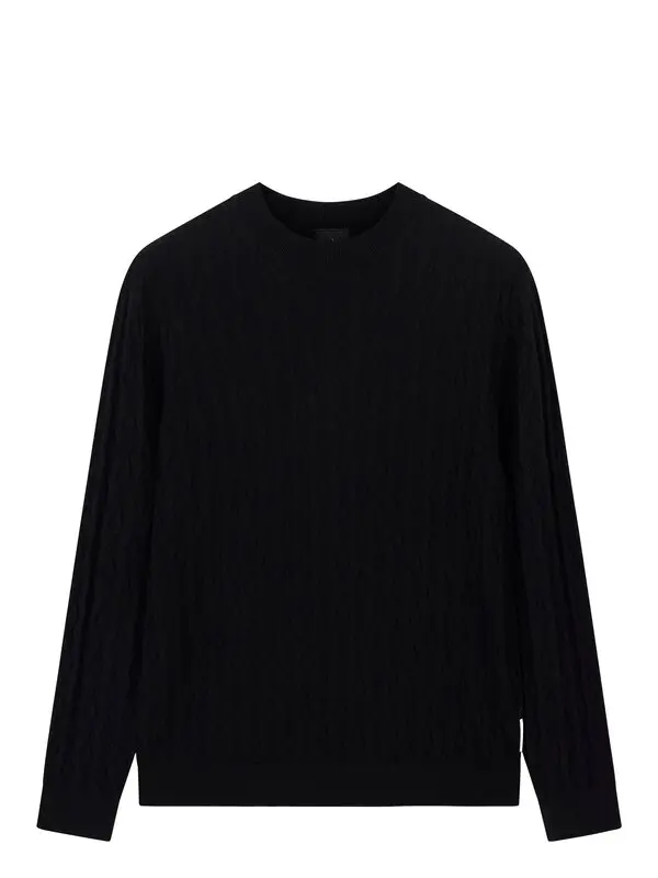 Armani Exchange Wave-worked Crew Neck Sweater - Black