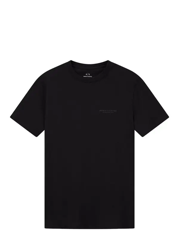 Armani Exchange Regular Fit Cotton T-shirt With A Chest Logo Essential - Black