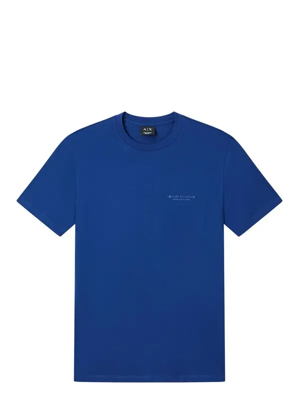 Armani Exchange Regular Fit Cotton T-shirt With A Chest Logo Essential - Blue