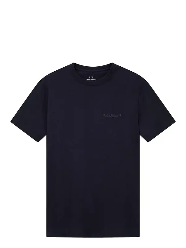 Armani Exchange Regular Fit Cotton T-shirt With A Chest Logo Essential - Navy Blue