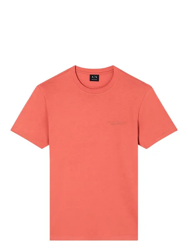 Armani Exchange Regular Fit Cotton T-shirt With A Chest Logo Essential - Orange