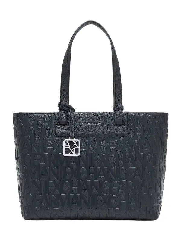 Armani Exchange Monogram Shopper Bag - Black