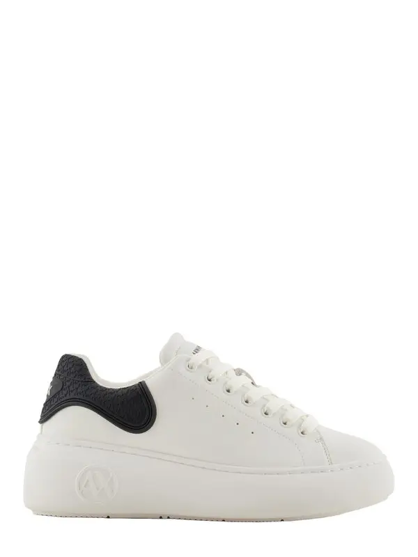 Armani Exchange Faux Leather Sneakers With Vintage Effect - Two-tone