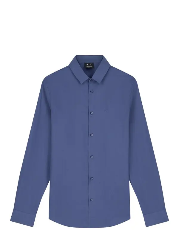 Armani Exchange Slim-fit Shirt Essential In Stretch Cotton Poplin - Purple