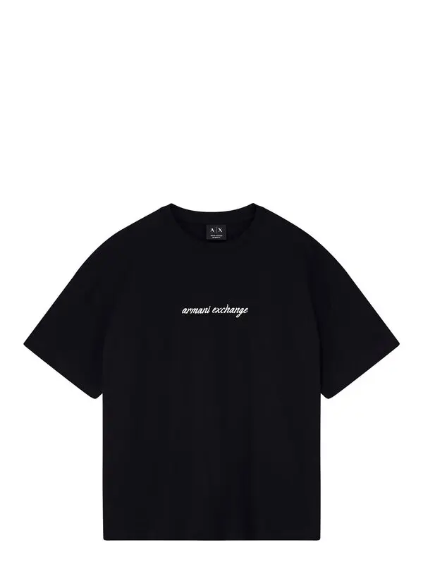 Armani Exchange Oversize T-shirt In Cotton Jersey - Black