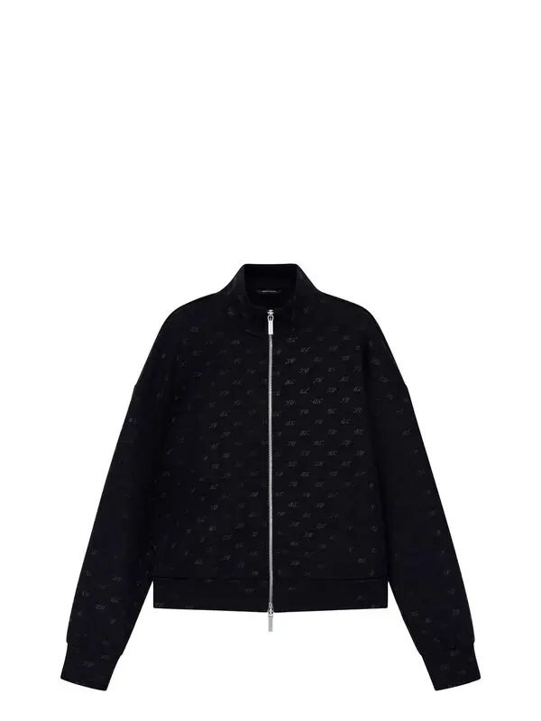 Armani Exchange Allover Print Organic Cotton Zip-up Sweatshirt - Black
