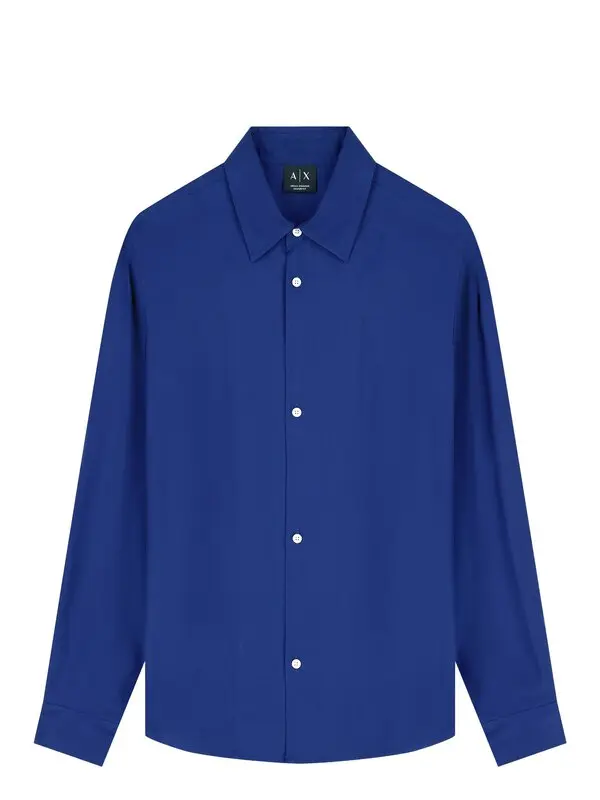 Armani Exchange Oversized Shirt In Eco-viscose Twill - Blue