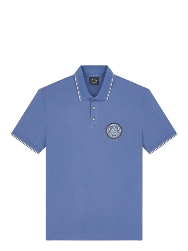 Armani Exchange Slim-fit Polo Shirt In Cotton Pique - Purple