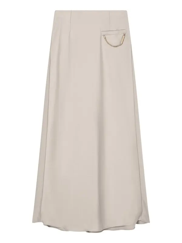 Armani Exchange Long Flowing Skirt In Recycled Crepe Satin - Beige