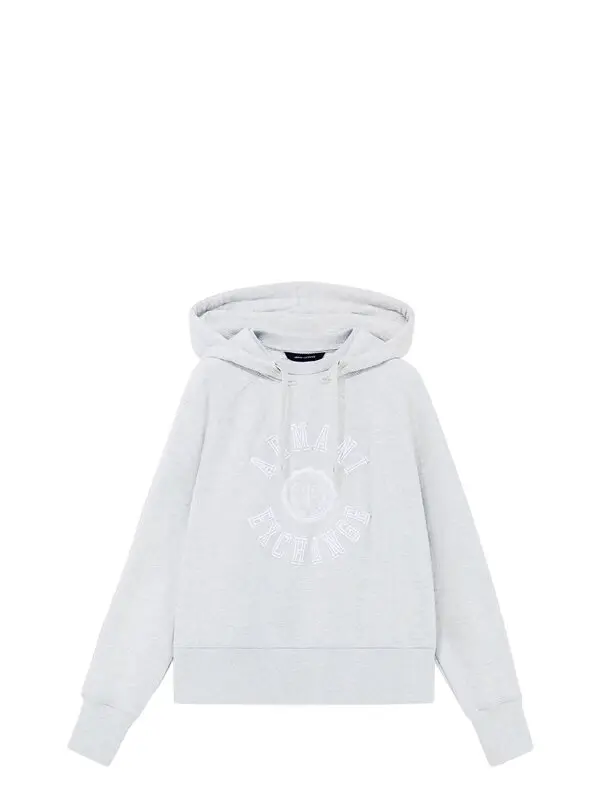 Armani Exchange Embroidered Cotton French Terry Hoodie - Grey