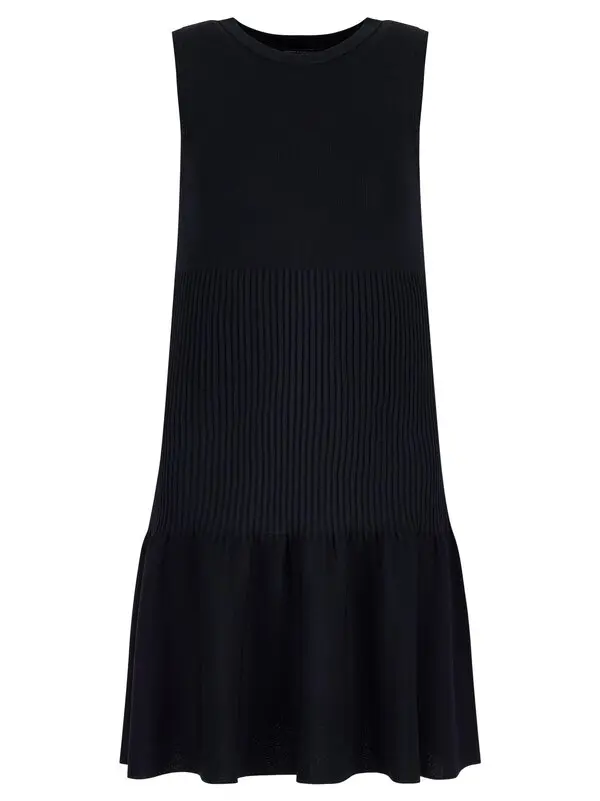 Armani Exchange Slim Fit Dress In Knitted Recycled Viscose - Black