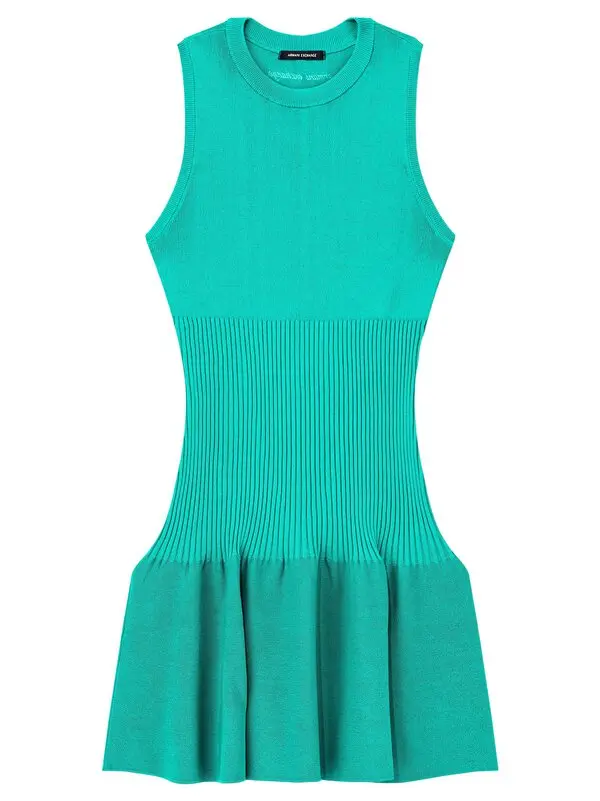 Armani Exchange Slim Fit Dress In Knitted Recycled Viscose - Green