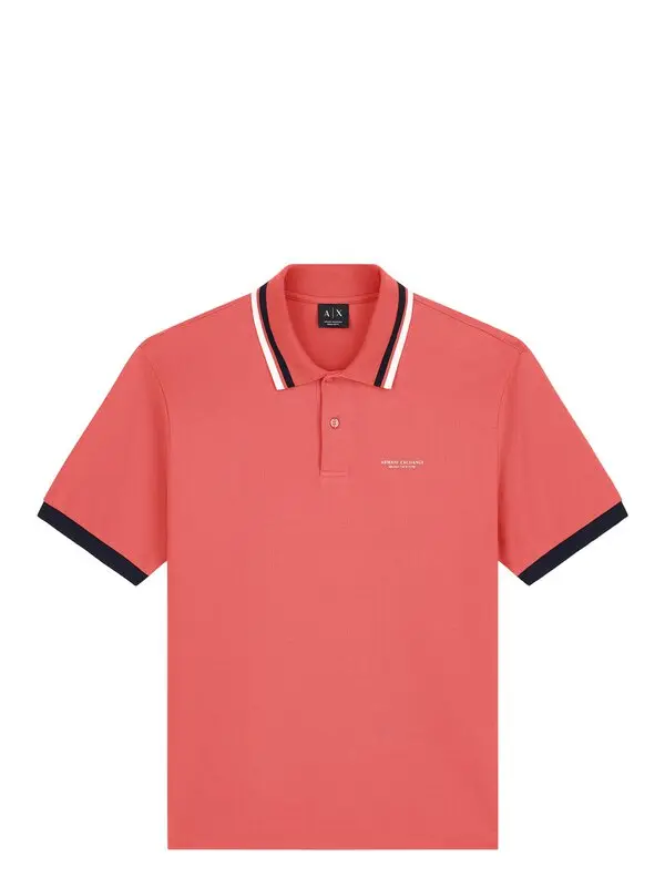 Armani Exchange Regular Fit Polo Shirt In Cotton Piquet With Rib Details - Red