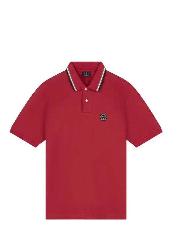 Armani Exchange Regular Fit Polo Shirt In Cotton Piquet With Rib Details - Red