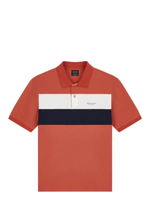 Armani Exchange Regular Fit Polo Shirt In Cotton Piqué With Rib Details - Red