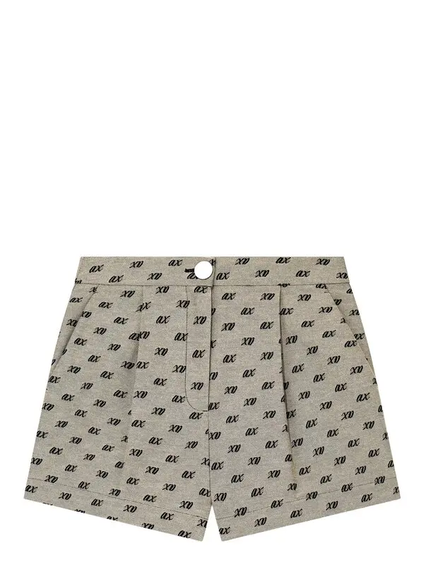 Armani Exchange Slim Fit Shorts In Cotton With Allover Jacquard - Beige