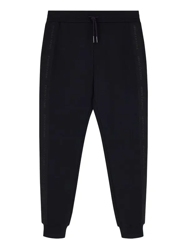 Armani Exchange Regular Fit Trousers Bonded Stretch Cotton Jersey - Black
