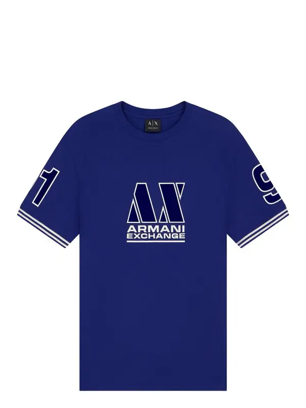 Armani Exchange Regular T-shirt In Cotton Jersey - Blue