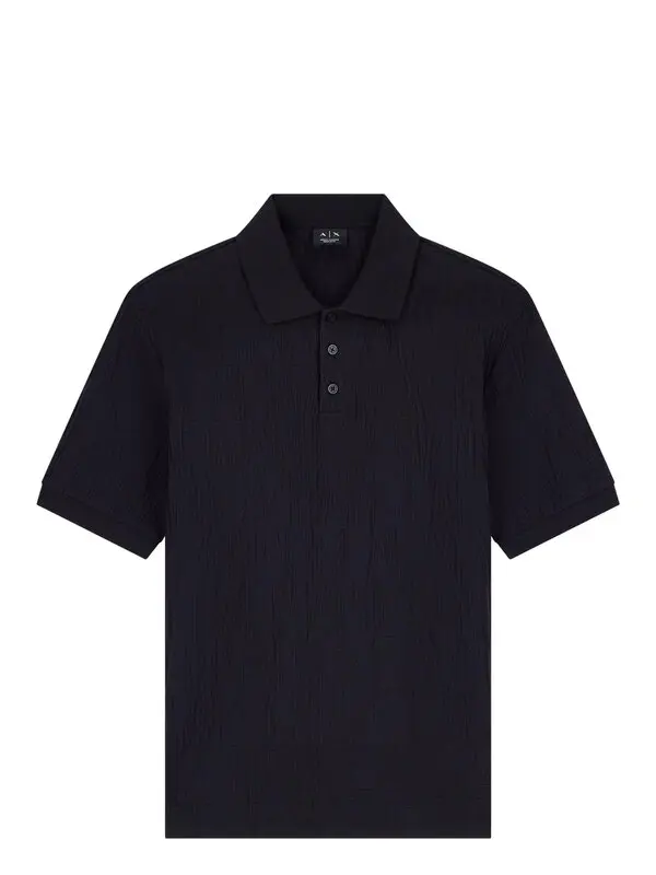 Armani Exchange Regular Fit Polo Shirt Mercerized Cotton Jersey - Black