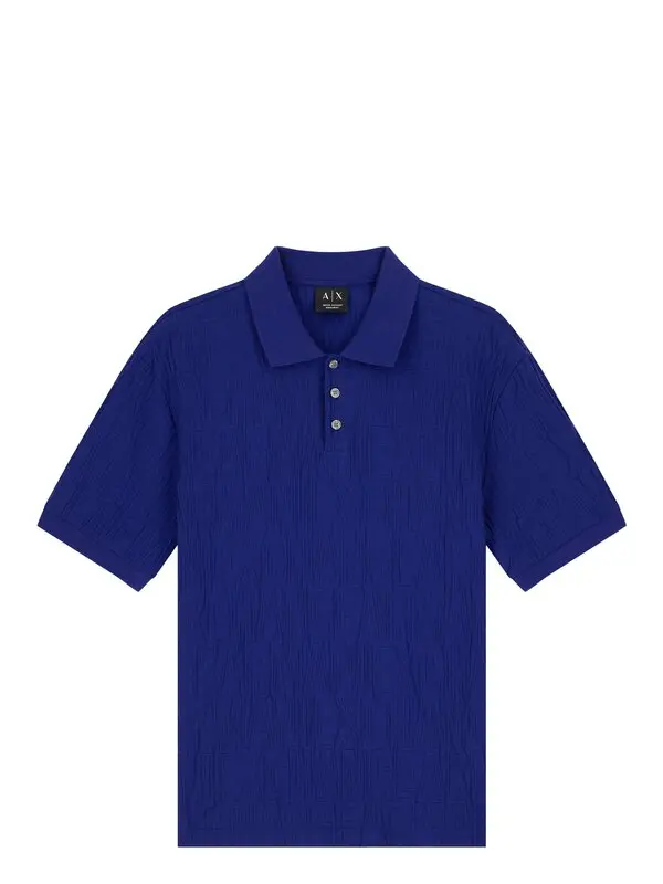 Armani Exchange Regular Fit Polo Shirt Mercerized Cotton Jersey - Blue