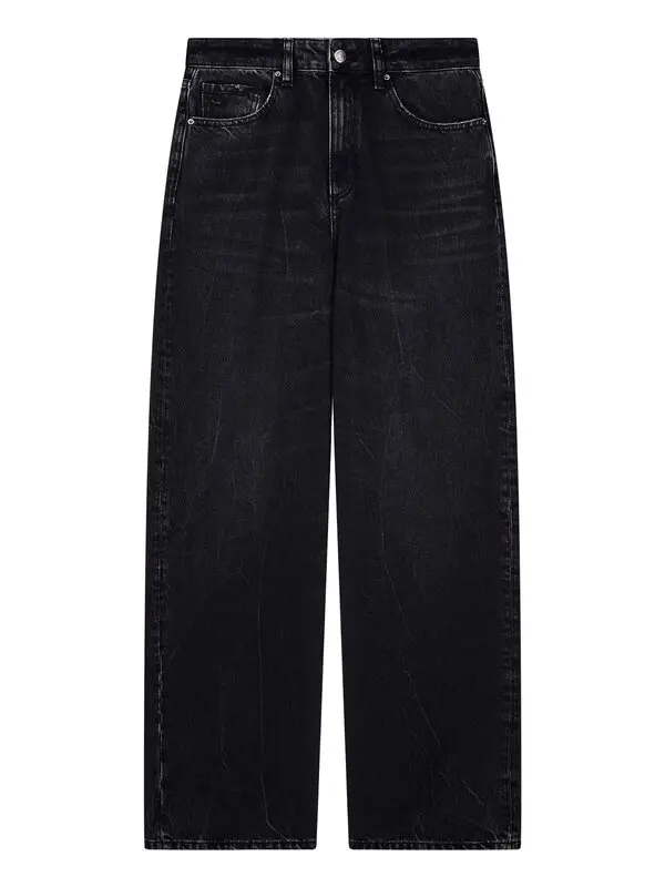 Armani Exchange Oversized 5-pocket Jeans In Rigid Cotton Denim - Black