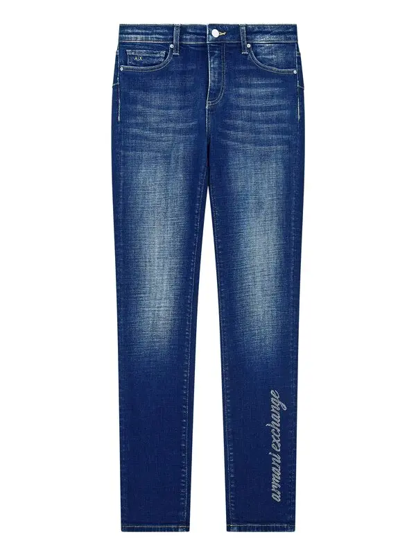 Armani Exchange Slim Fit 5 Pockets Pant In Denim Stretch - Blue