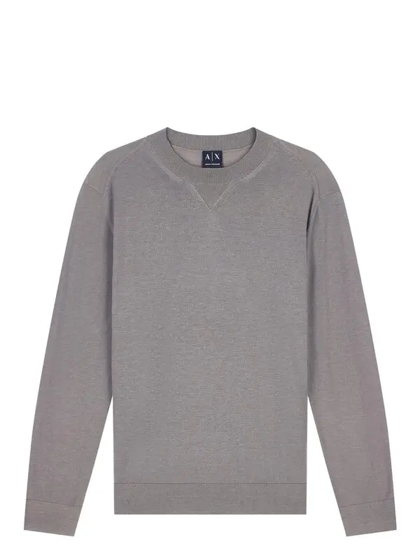 Armani Exchange Regular Fit Pullover In Lyocell And Wool - Brown
