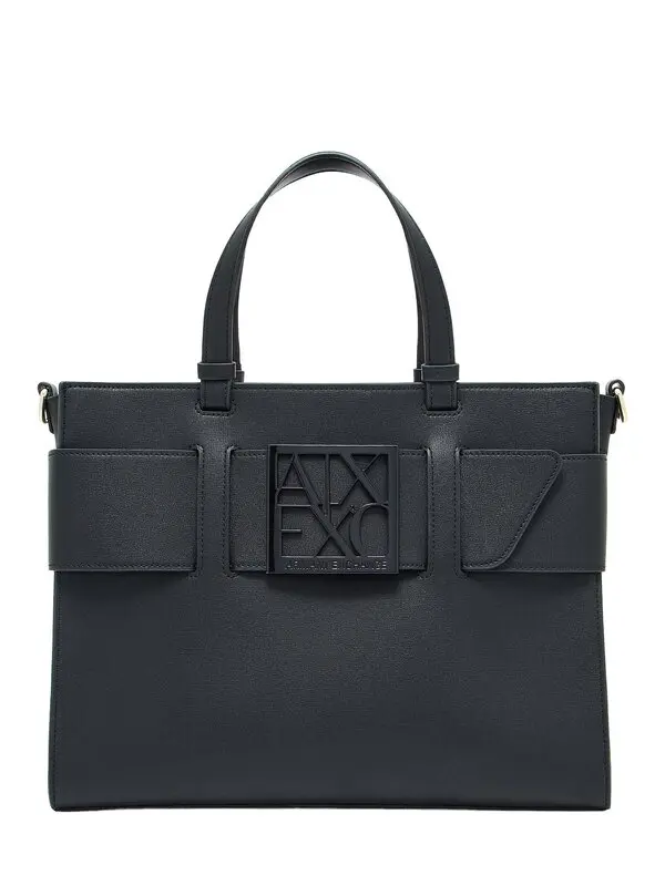 Armani Exchange Monogram Tote Bag - Black