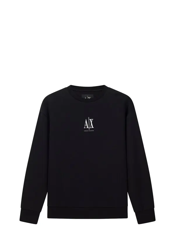 Armani Exchange Crewneck Sweatshirt With Embroidered Logo Icon - Black