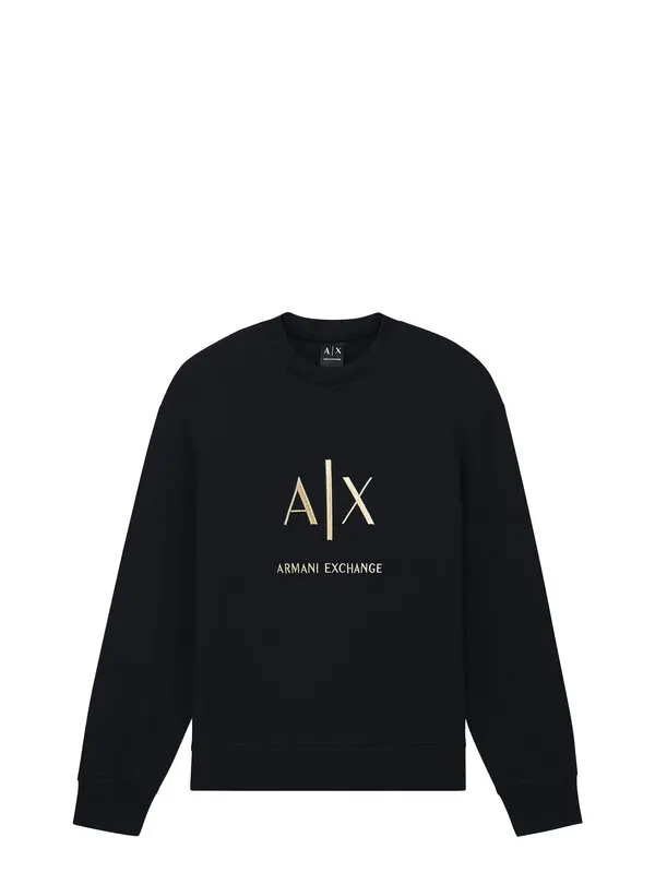 Armani Exchange Regular Fit Sweatshirt Stretch Cotton Jersey - Black