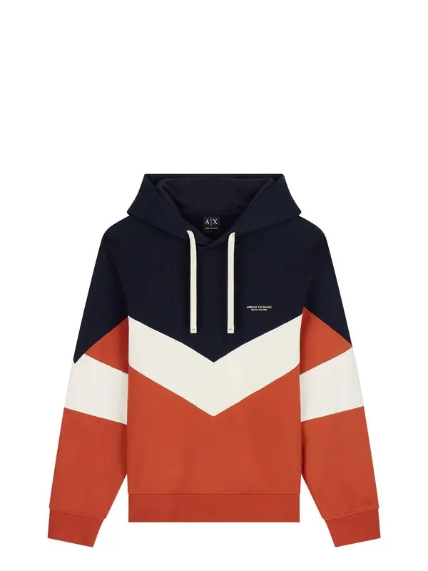 Armani Exchange Cotton French Terry Colour-blocked Hoodie - Red