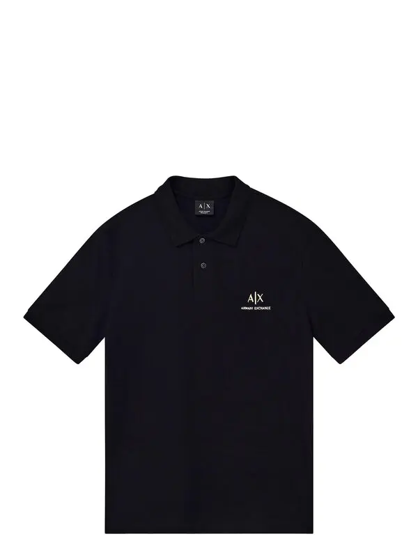 Armani Exchange Regular Fit Polo Shirt In Cotton Piquet - Black