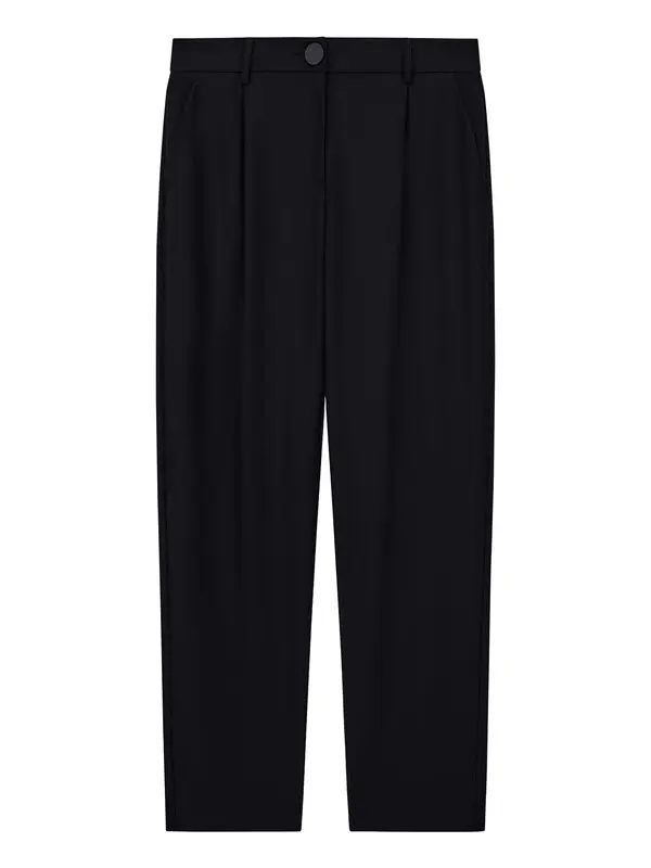 Armani Exchange Regular Fit Trousers In Viscose And Wool Blend - Black