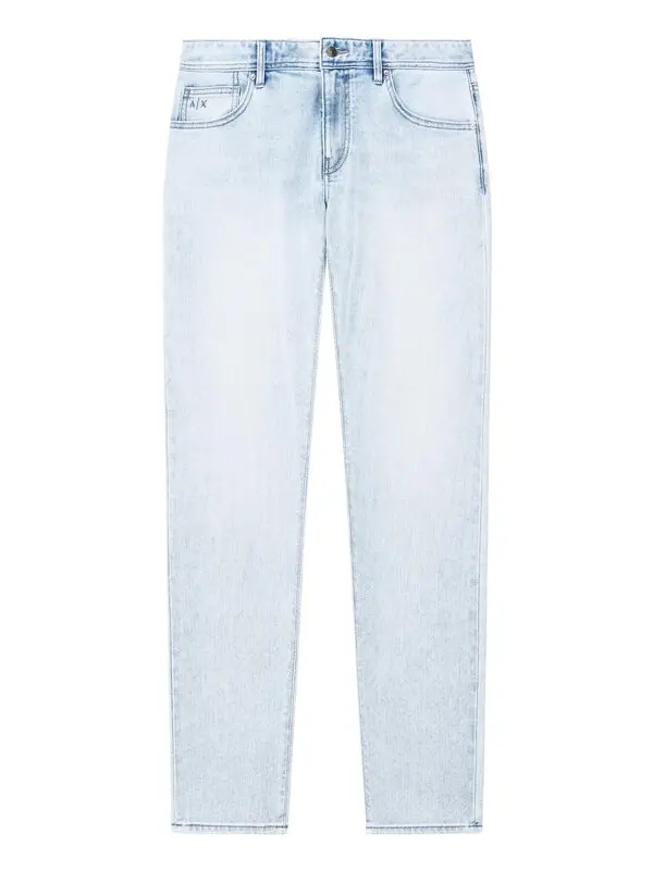 Armani Exchange Slim Fit Washed Cotton-blend Denim Jeans - Blue